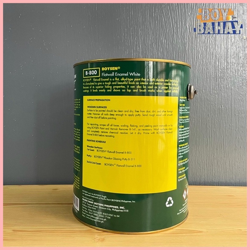 Boysen Flatwall Enamel White B800 Liter Size (Wood/Metal Paint ...