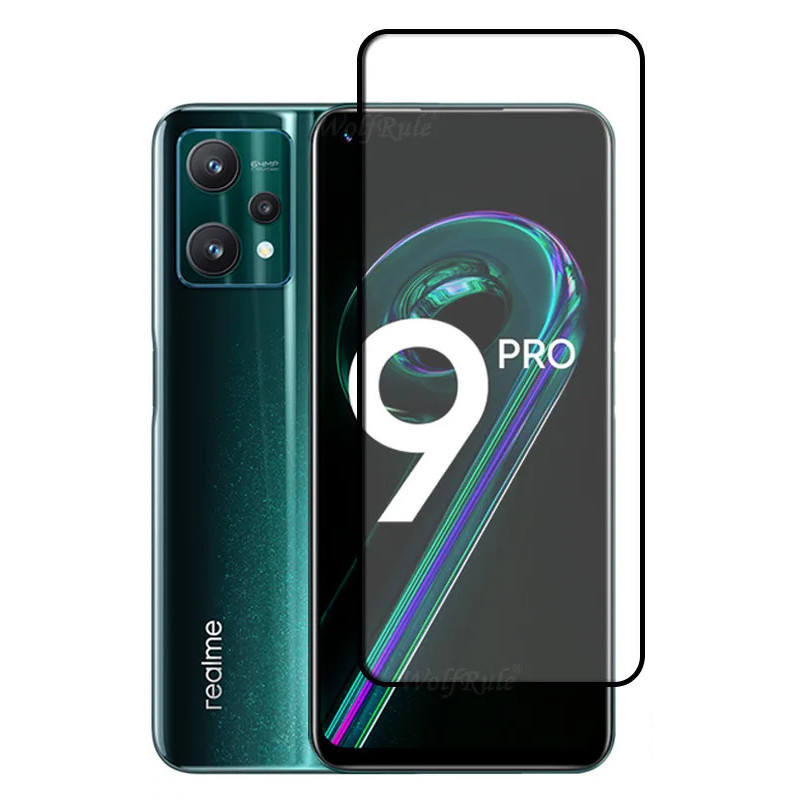 Tempered Glass For Realme 9 8 7 6 Pro Plus Screen Protector Black Edge ...