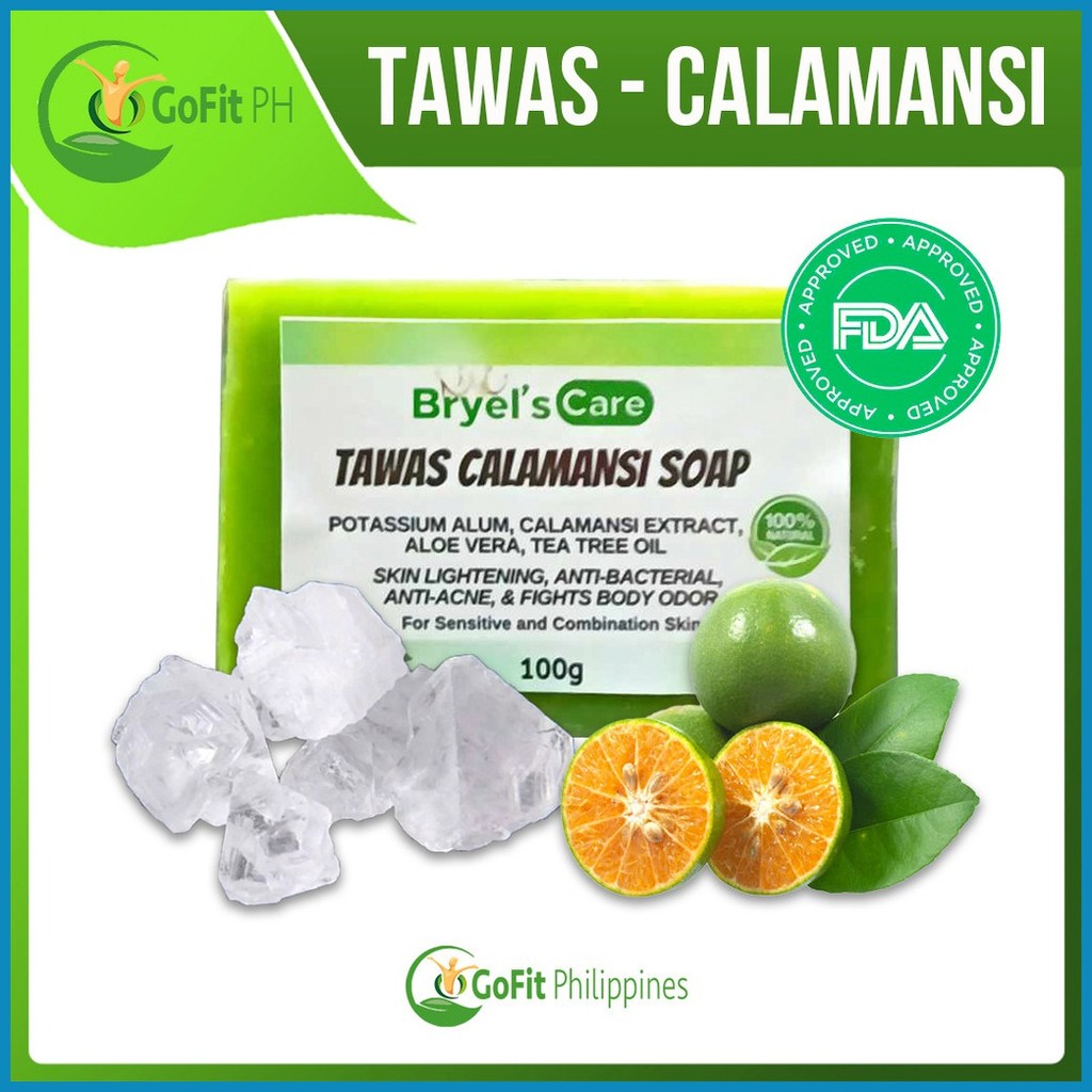 100% Pure Tawas Calamansi Deodorant Soap 100g with Aloe Vera and ...