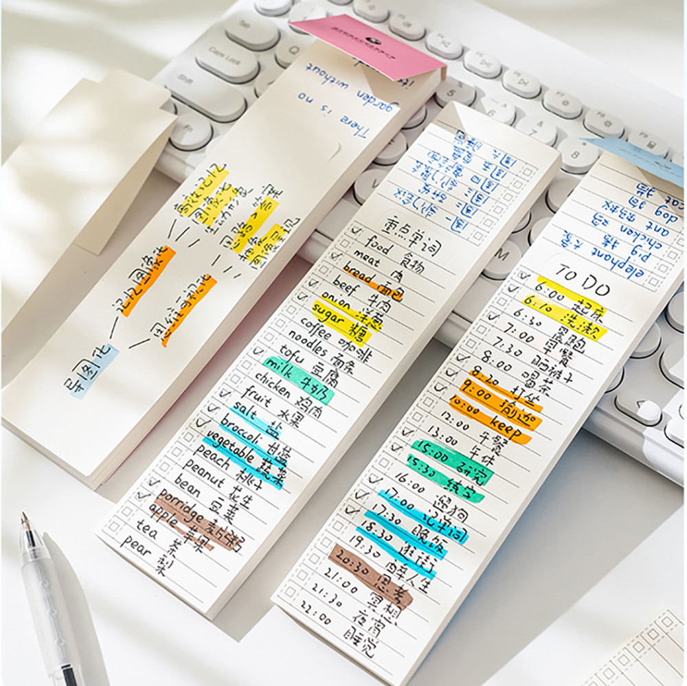 50 Sheets Creative Index Bookmark style Memo Pad Self-adhesive Schedule ...