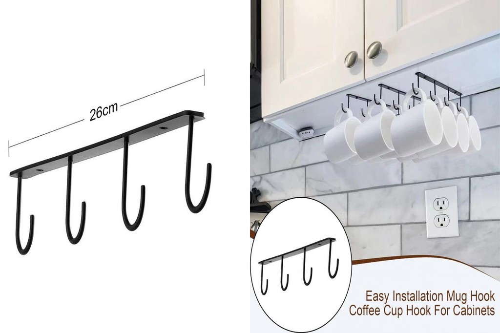 under Shelf Cup Hanger Rust-resistant Cup Rack under Cabinet Cup Holder ...