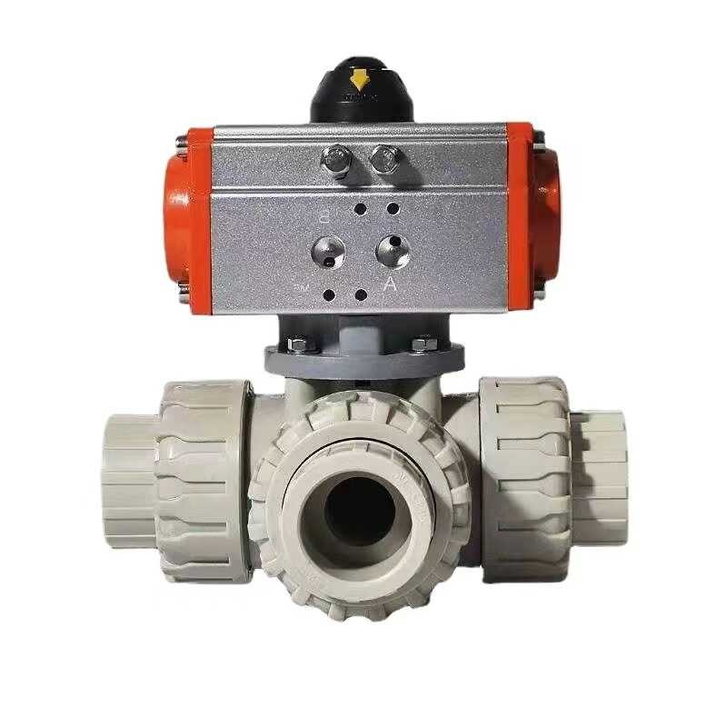 UPVC Pneumatic Plastic Ball Valve PPH Hot Melt Socket And Flexible ...
