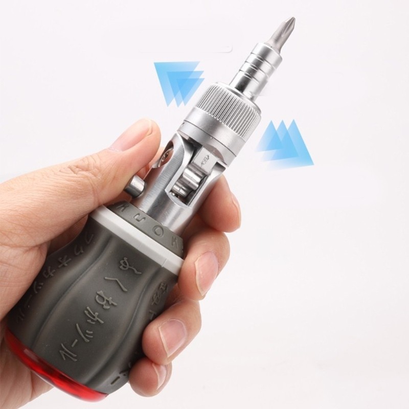 8 In 1 Ratcheting Screwdriver Set Multi-Bit Screw Left Right 180 Degree Rotating Household ...