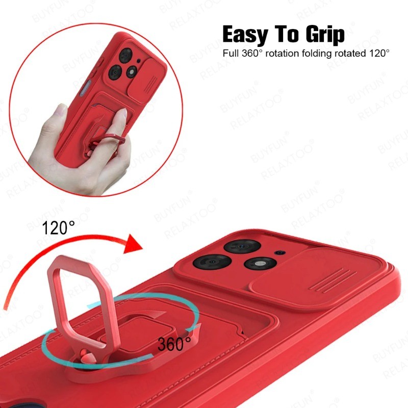 Wallet Magnetic Ring Stand Card Slot Bag Slide Camera Cover TPU Phone ...