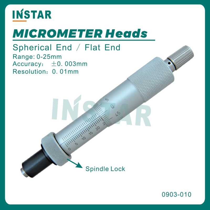 Micrometer D Heads 0-25Mm X 0.01Mm Flat At Spherical Clamp Nut End ...