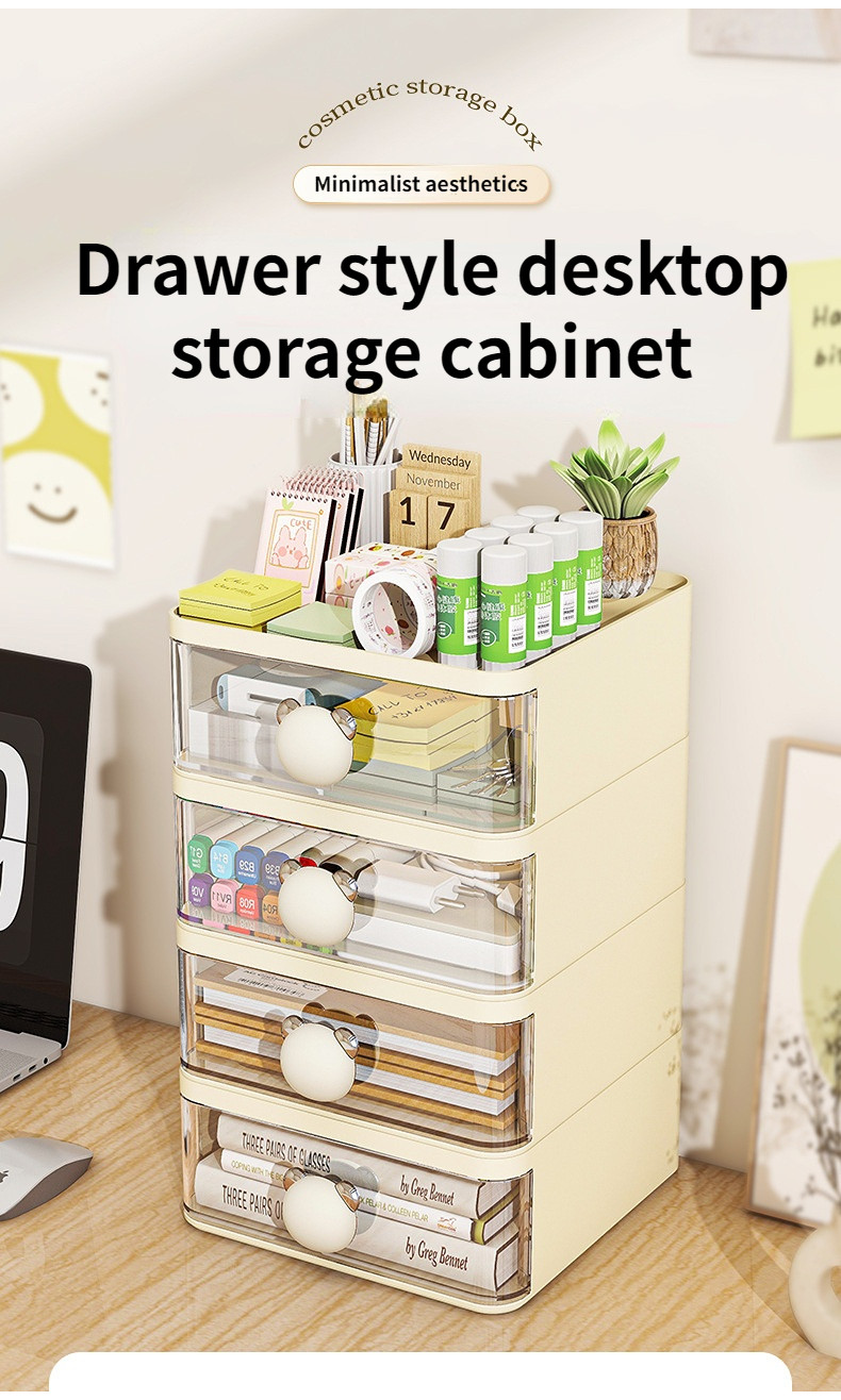 ABS/PP 3/4 layer drawer Storage cabinet organizer Desktop Box Drawer ...