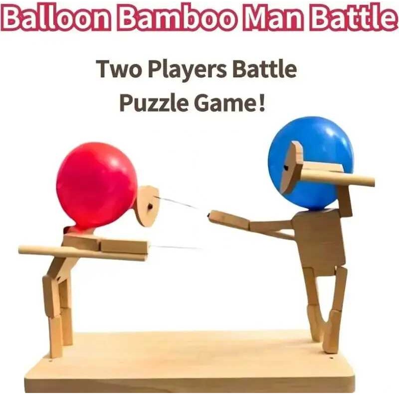 Bamboo 3D Man Fencing Wooden Bots Battle Two-Player Fast-Paced Balloon ...