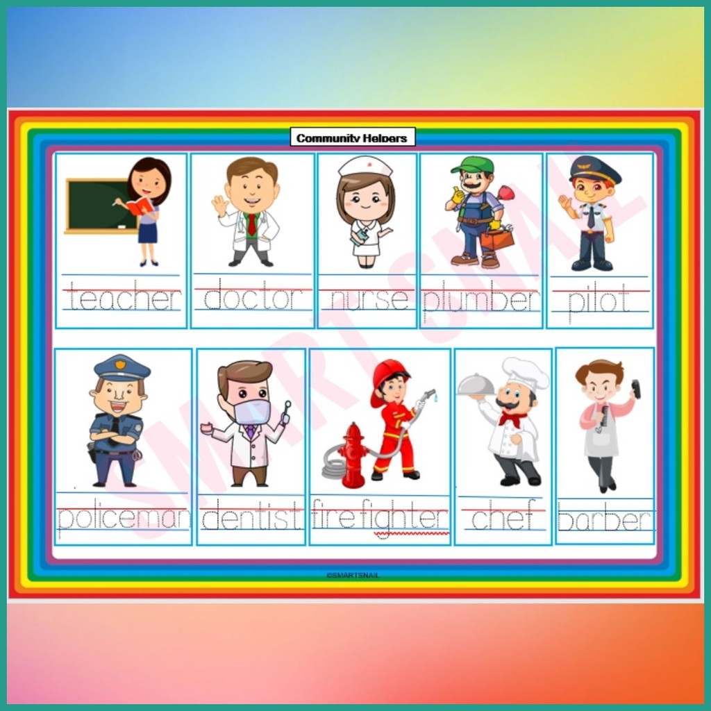 Community Helpers Laminated Sheet +FREE DRY ERASE MARKER | Shopee ...