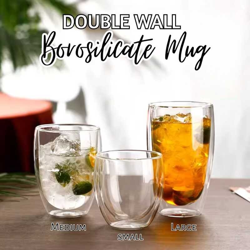 Locaupin Double Wall Heat Resistant Glass Water Cup Household Clear Mug ...