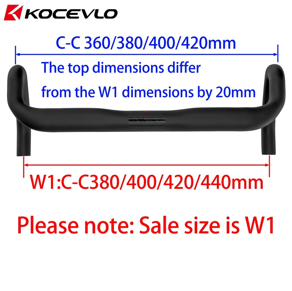 KOCEVLO Carbon Fiber Road Handlebar 400/420/440mm Bent Bar Black Matte ...