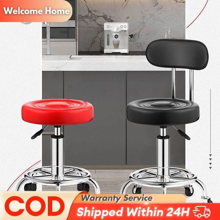 ♞Barber stool rolling swivel salon stool chair barber stool with back ...