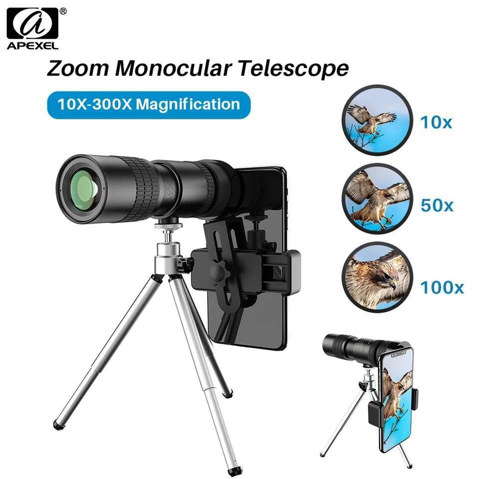 APEXEL 10-300X40 Telescopic Zoom Monocular High-definition Telescope 4K ...