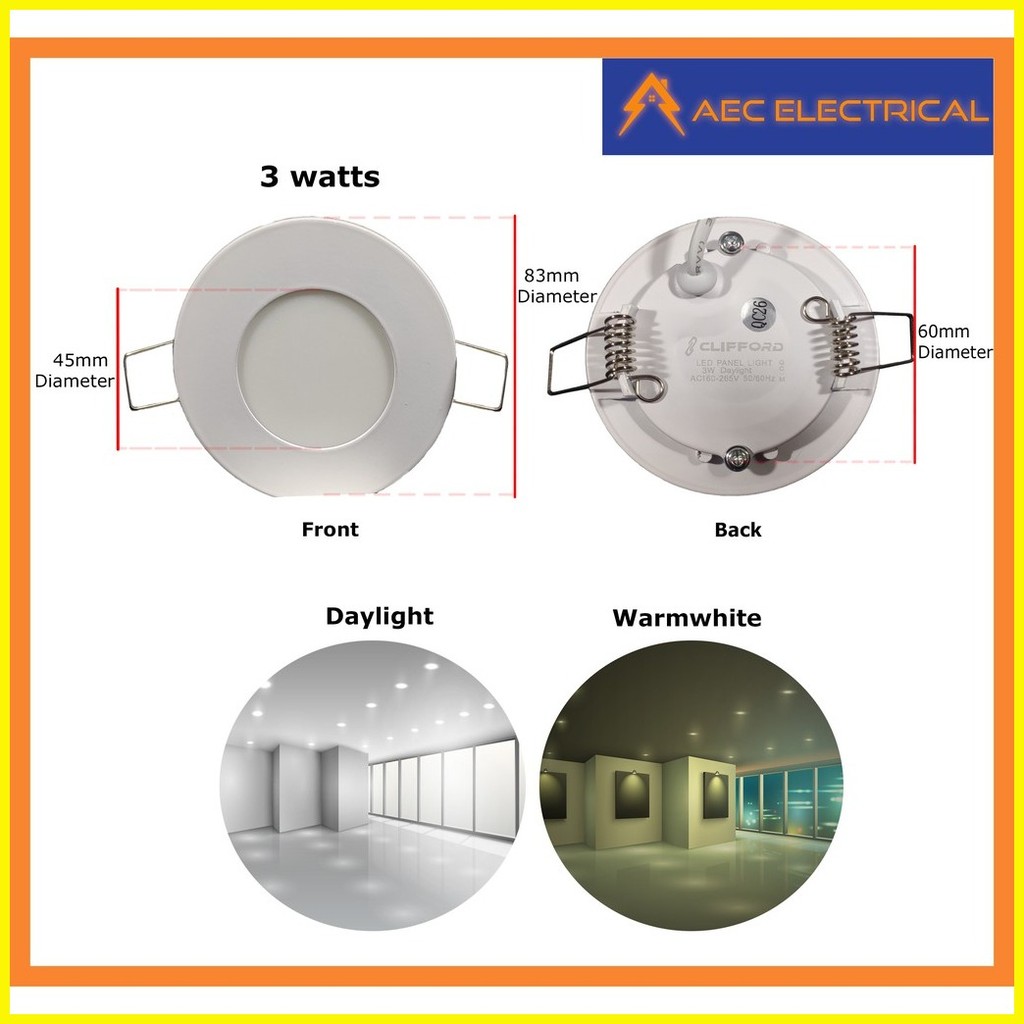 ☂ Clifford LED Panel Light Round Recessed Type Energy Saving Bright ...