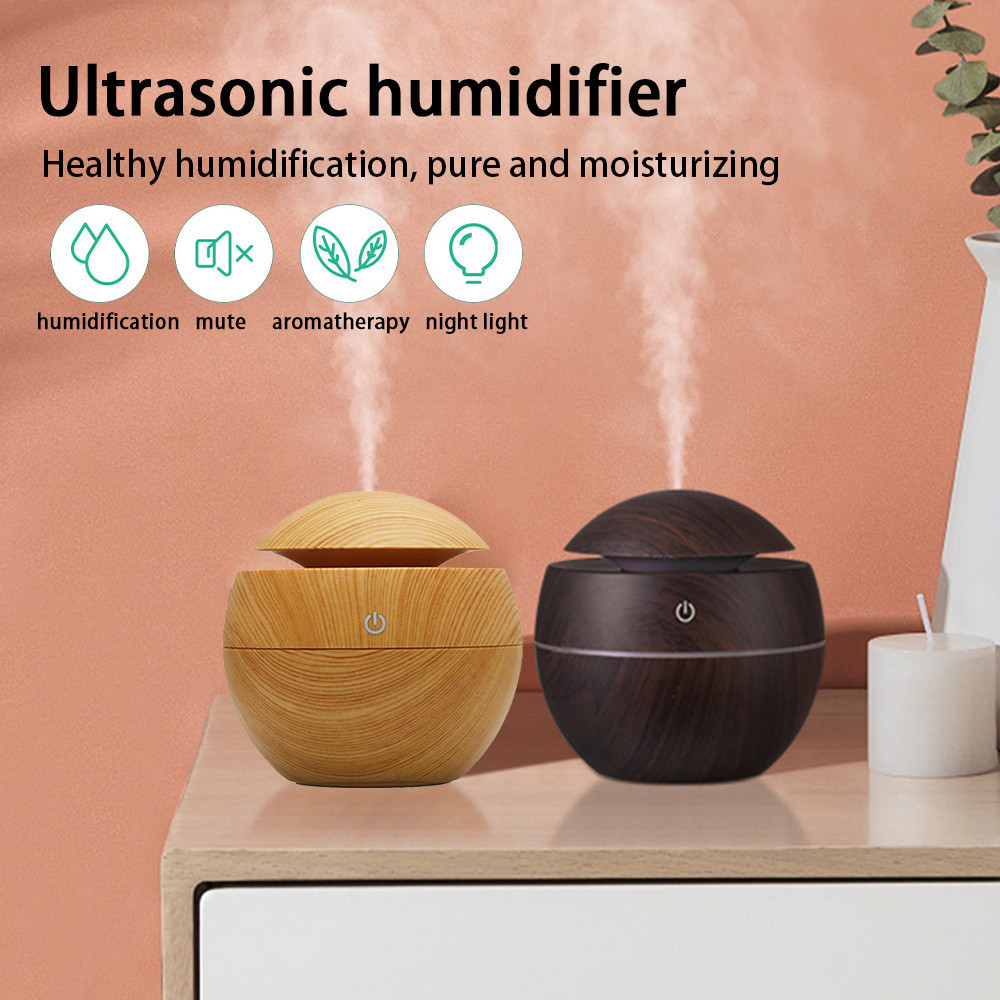 130ML Wood Grain Air Humidifier Aromatherapy Essential Oil Diffuser ...