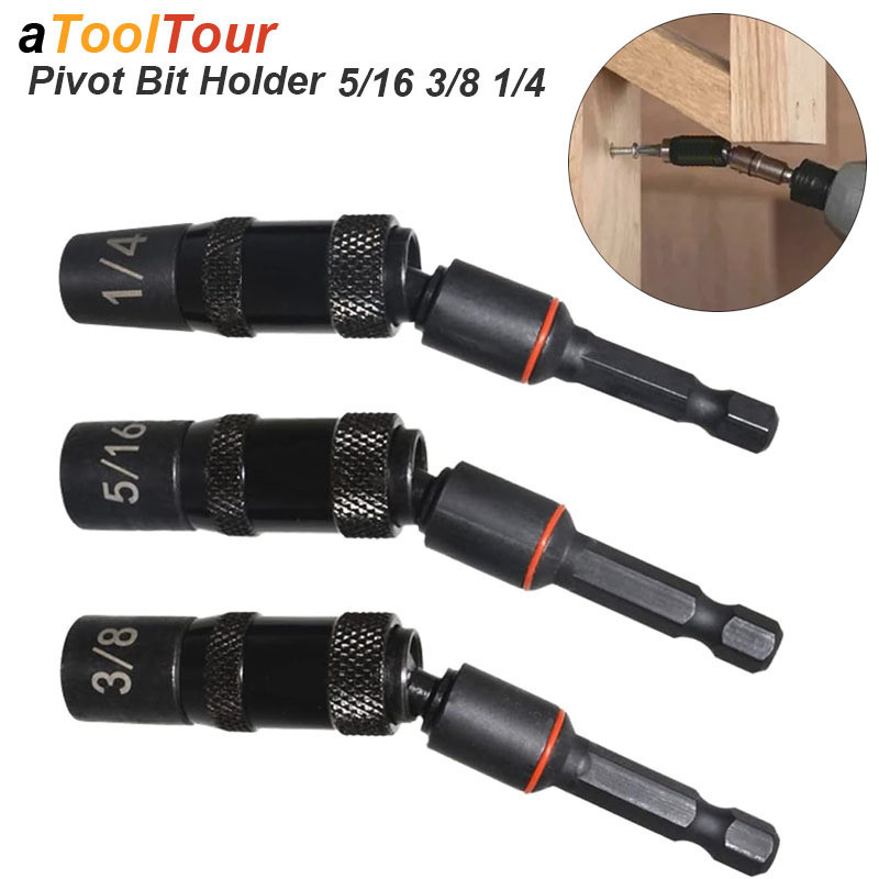 Pivot 3 1E Drill Bit Holder Magnetic Hex Swivel Screw Driver Tip ...