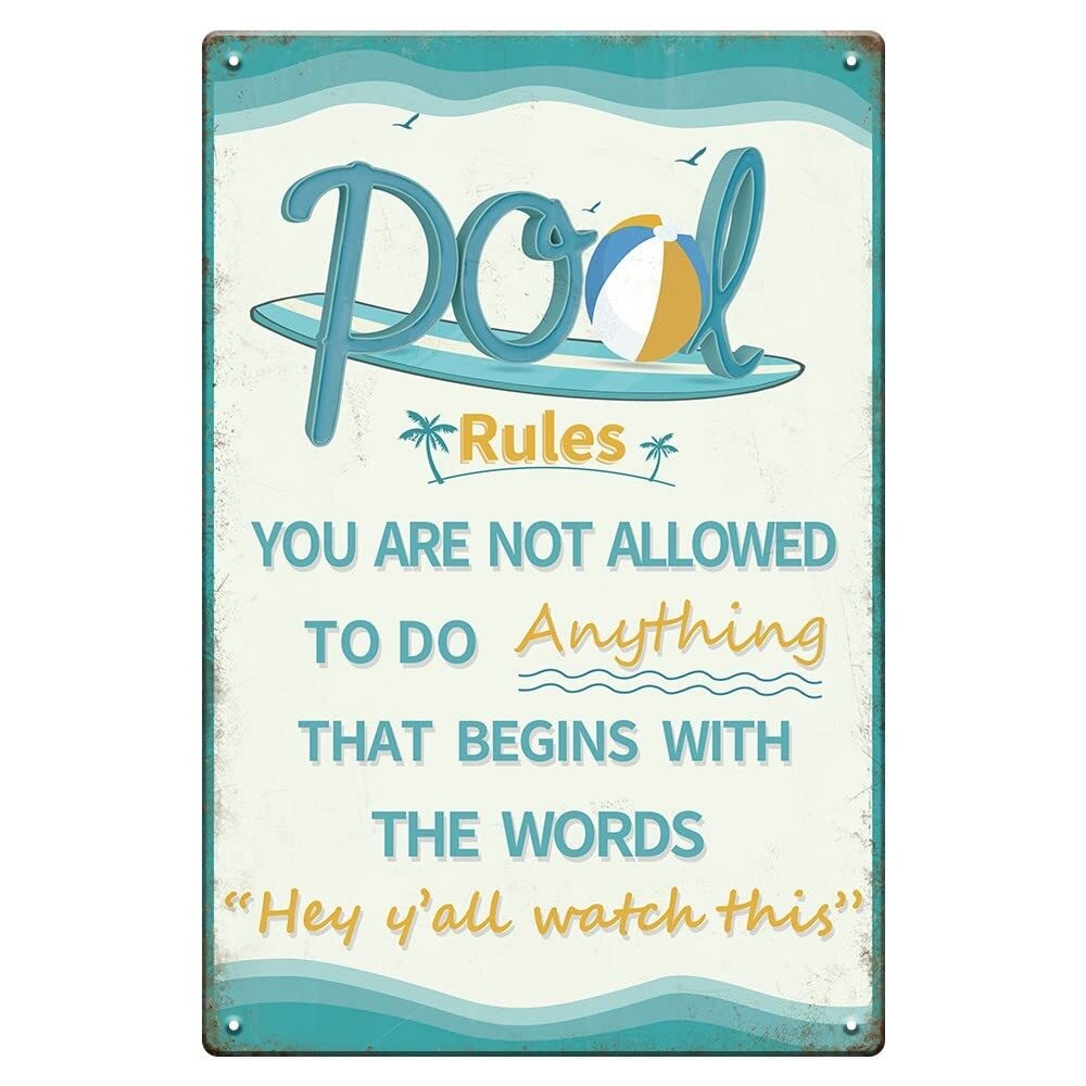Metal Signs Pool Rules Sign, Pool Signs and Decor Outdoor, Funny Pool ...