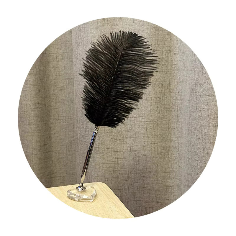 Wedding Ink Signature Ostrich Feather Quill Ballpoint Pen Black ...