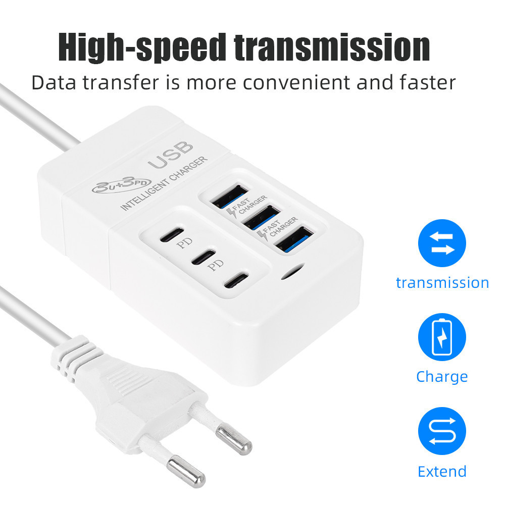 6 IN 1 USB Charger 35W PD Type C Fast Charge Charger Wall Phone Adapter ...