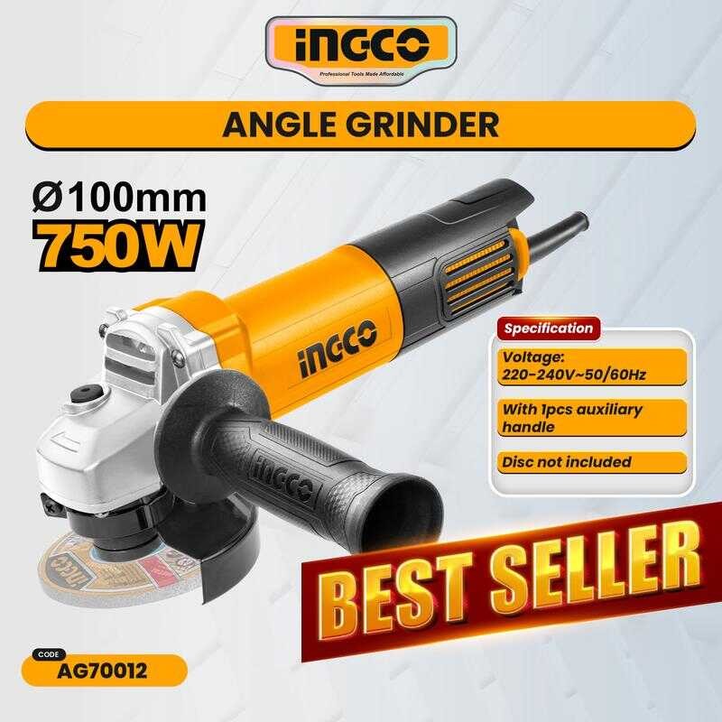 Ingco Industrial Angle Grinder 750W With 100Mm Disc Diameter - Wood ...