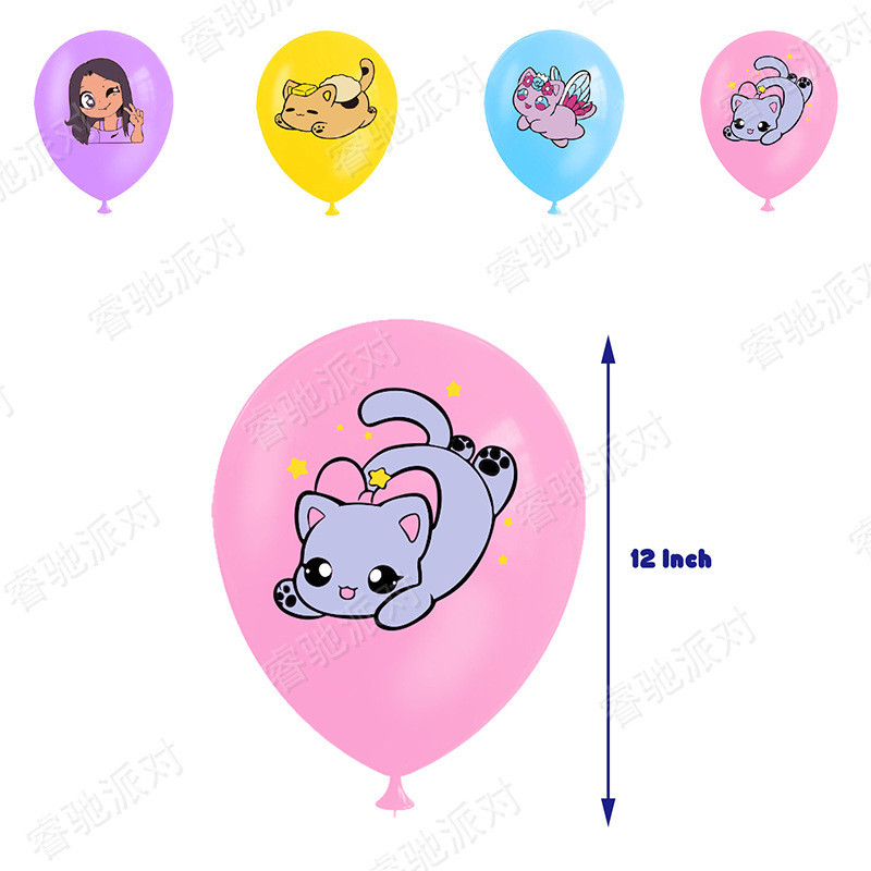 Aphmau Plushies Cola Cat Birthday Party Balloon Cake Plaque Party ...
