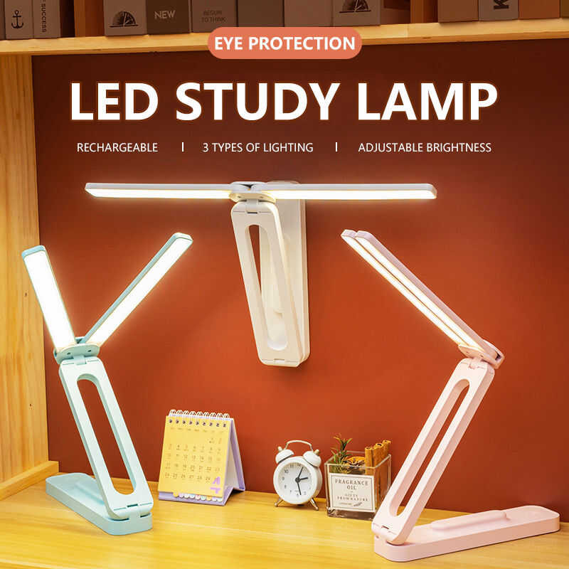 Rechargeable Desk Lamp Study Shade For Bedroom Double Head Table ...