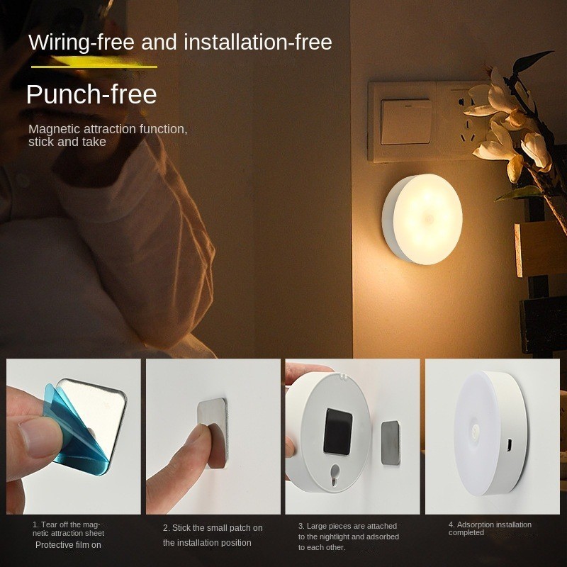 HOKEMP USB Rechargeable Stick on Push Night Light Mini Tap LED Lamp ...