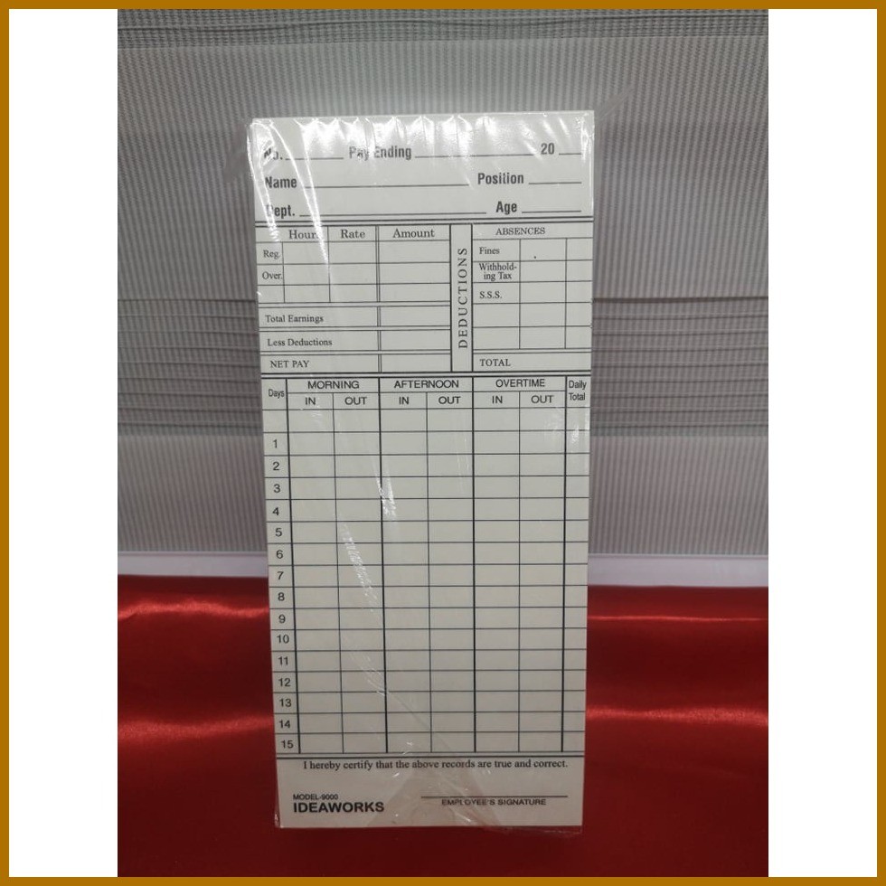 Time Card or DTR for employees,per pack 100pcs | Shopee Philippines