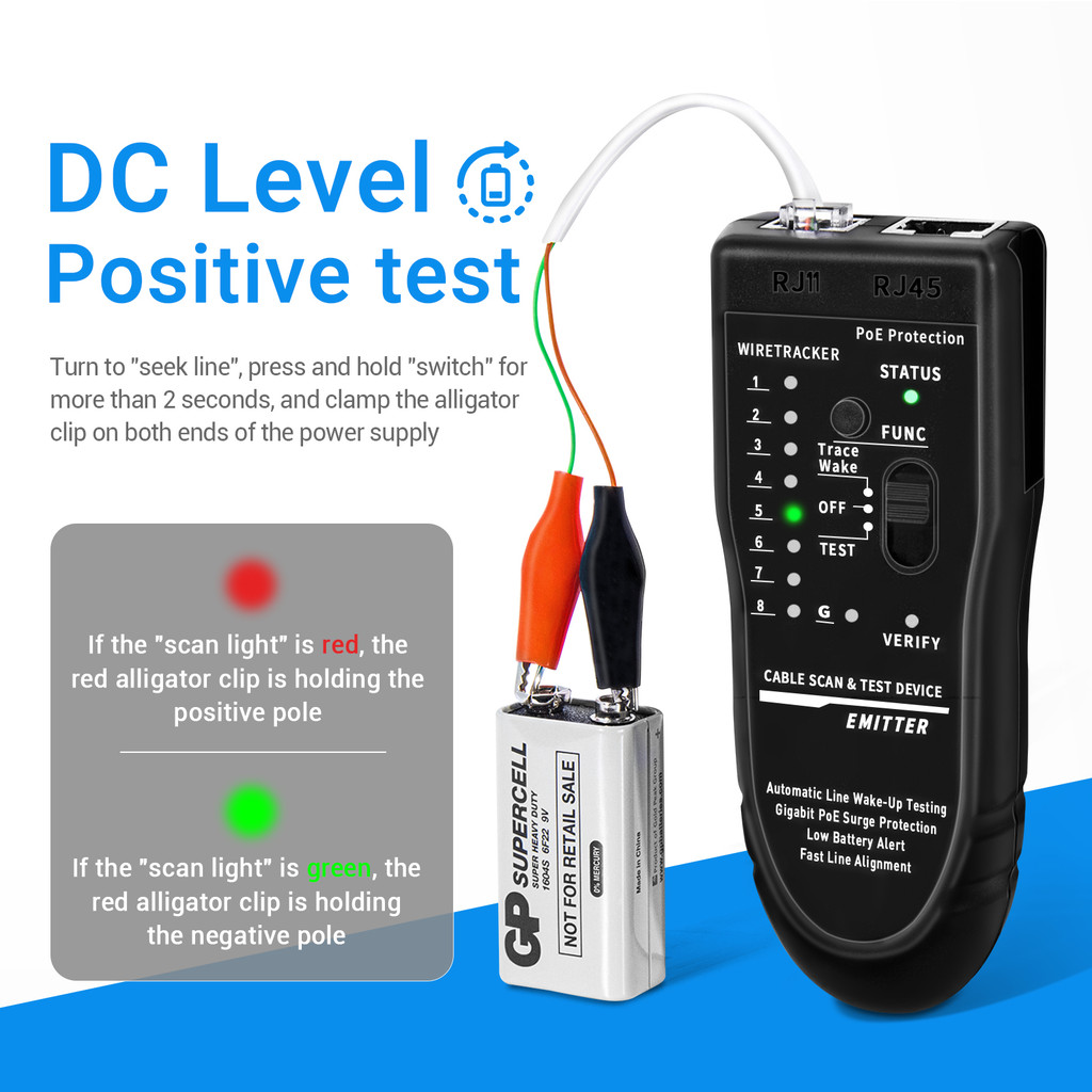 ZoeRax RJ45 RJ11 Smart Network Cable Tester LAN Cable Tester Wire Toner ...