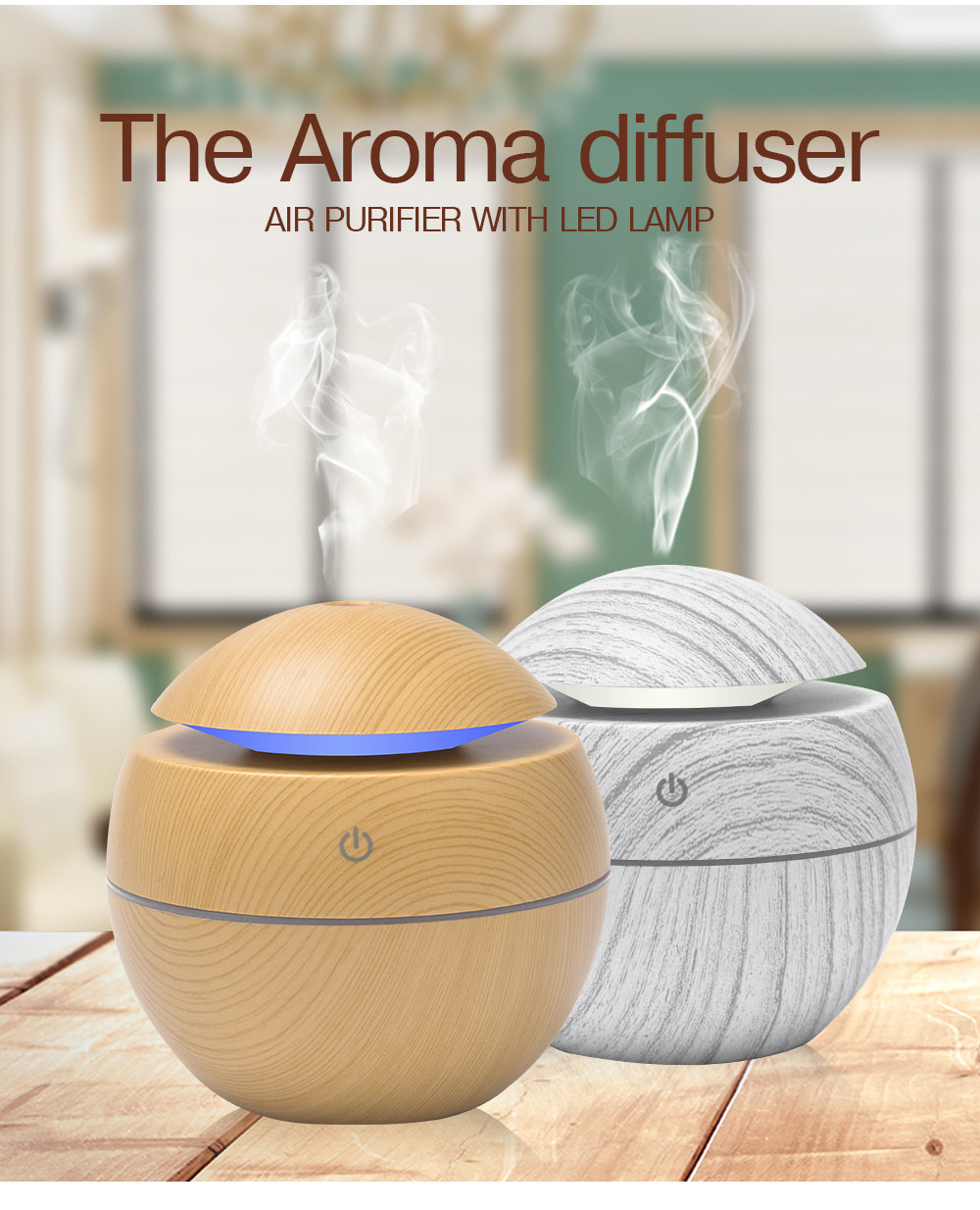 300ml USB Essential Oil Diffuser, Diffusers for Home, Auto-Off, 7 LED ...