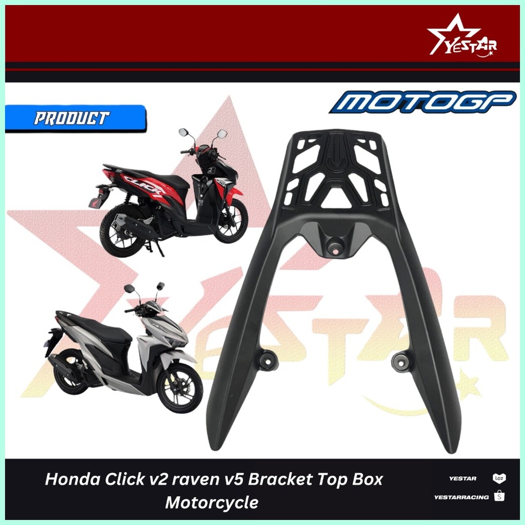 Yestar Honda Click v2 raven v5 Bracket Top Box Moto Box Grab Bar ...