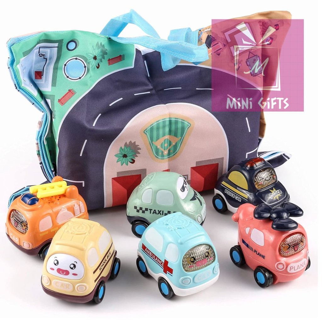 6Pcs Push and Go Baby Toy Cars with Storage Bag Birthday | Shopee ...