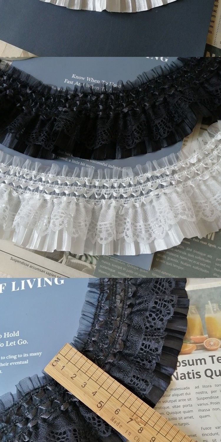 1Pc Double Layer Elastic Fungus Lace Wrinkled Edge DIY Skirt Edge ...
