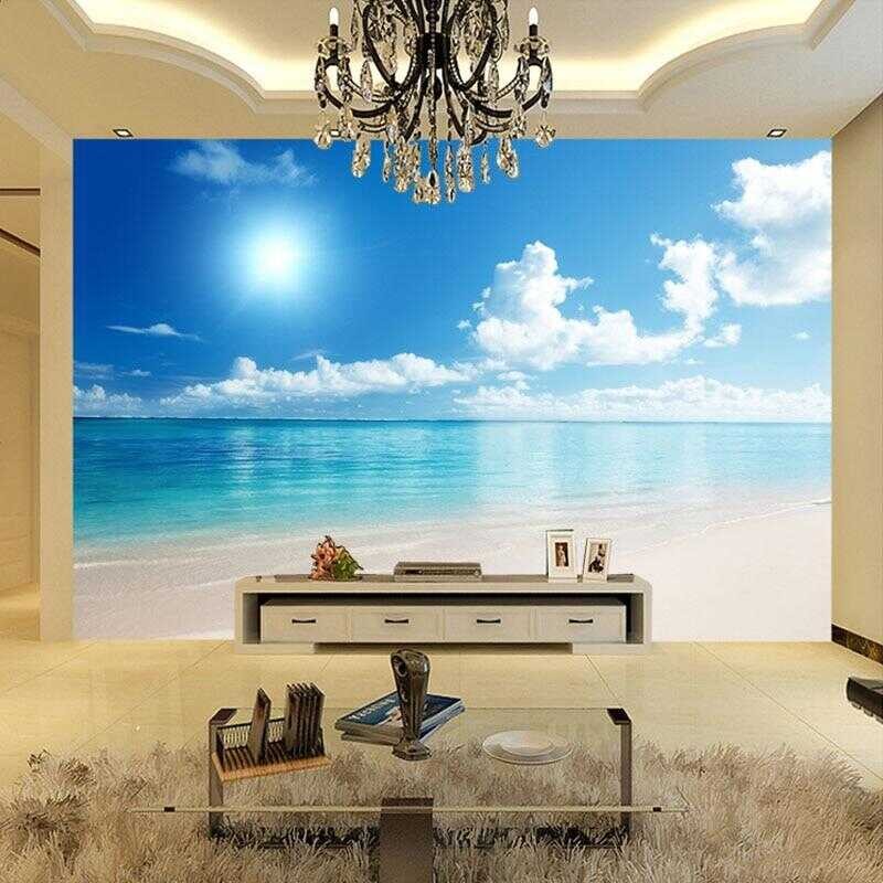 LY Custom 3D Ocean View Blue Sky Clouds Beach Natural Landscape ...