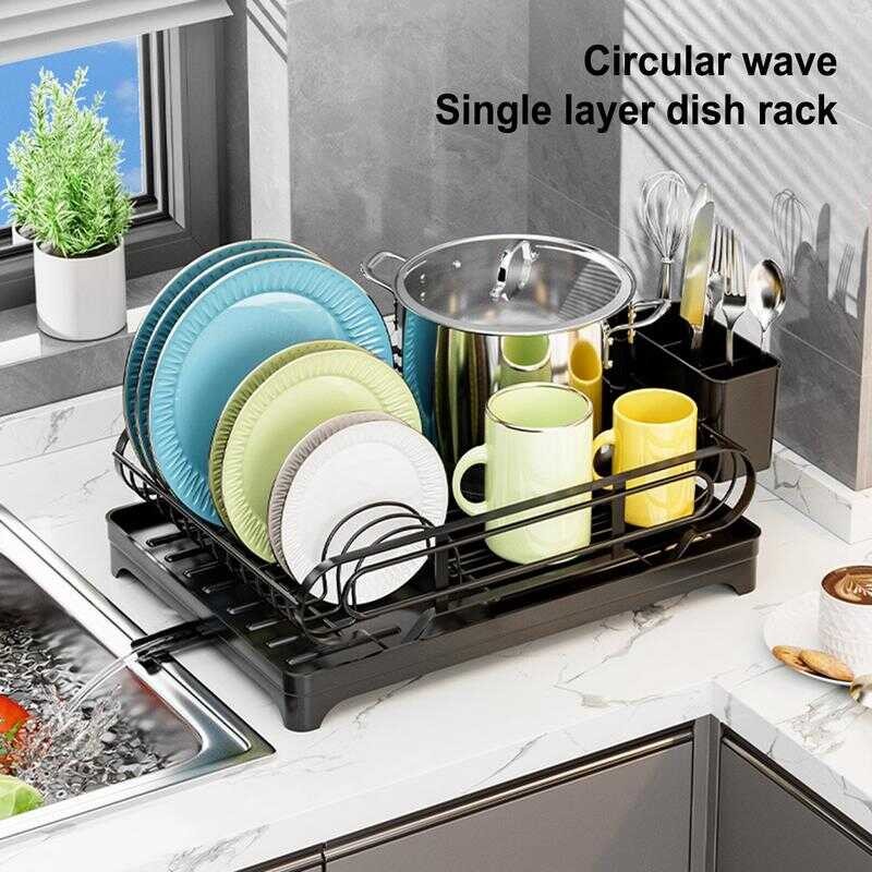 D8 Kitchen Pans 4 Drying Rack Draioard Storage Shelf Gamit Ang Cutlery ...