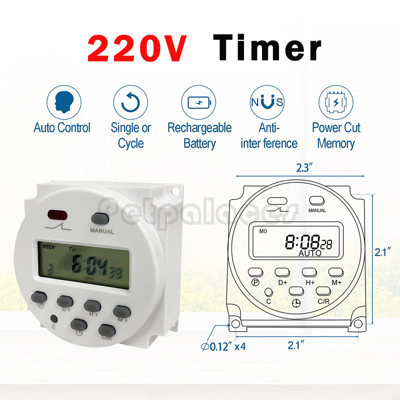 220v Digital Time Switch CN101A LCD Display Power Programmable Timer ...