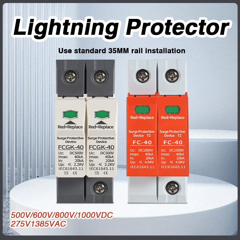 2P DC SPD 500V 600V 800V 1000V 20Ka~40Ka House Surge Protector ...