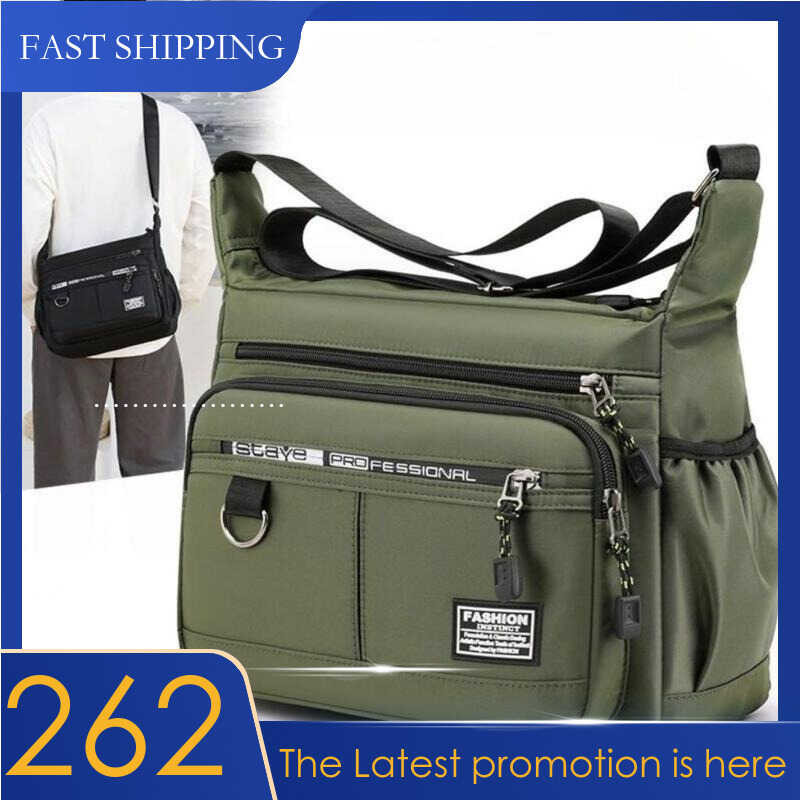 Halo Bag #Hs216 Fashion Men's Retro Casual Multi-Compartment Shoulder ...