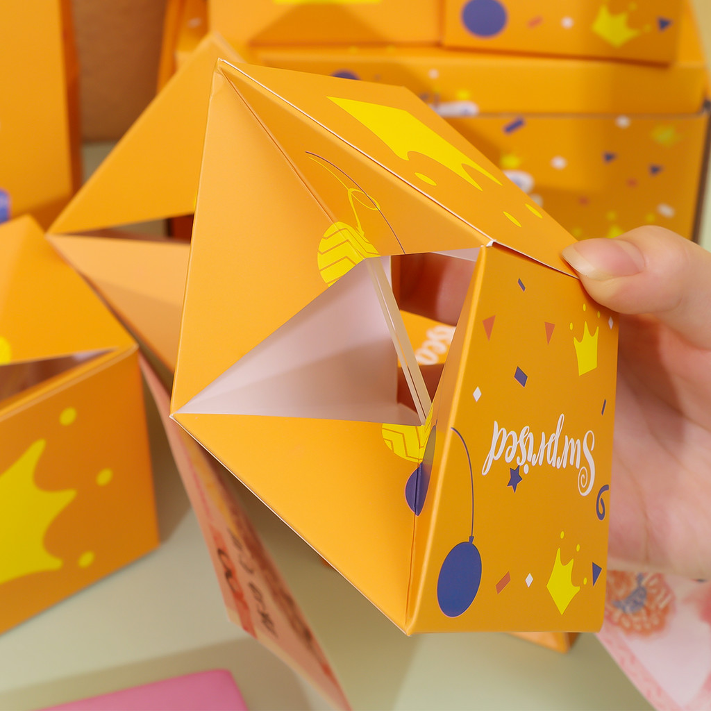 DIY Surprise Pop-Up Explosion Gift Box - Yellow Folding Money Bounce ...