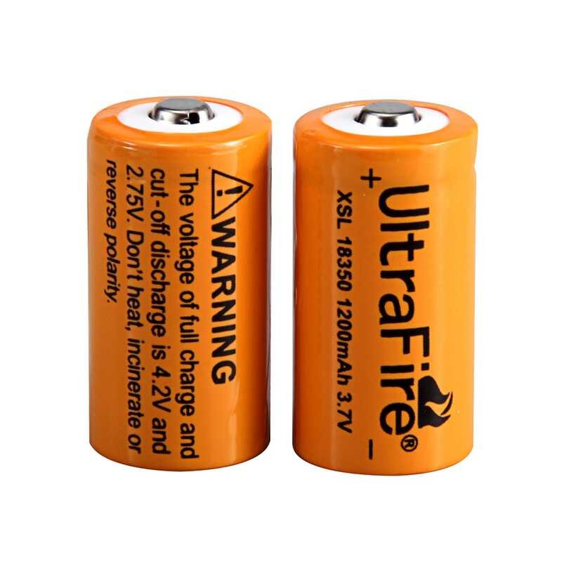 3C Ultrafire 18350 1200Mah Lithium Ion Battery Button Top PCB 3.7V ...
