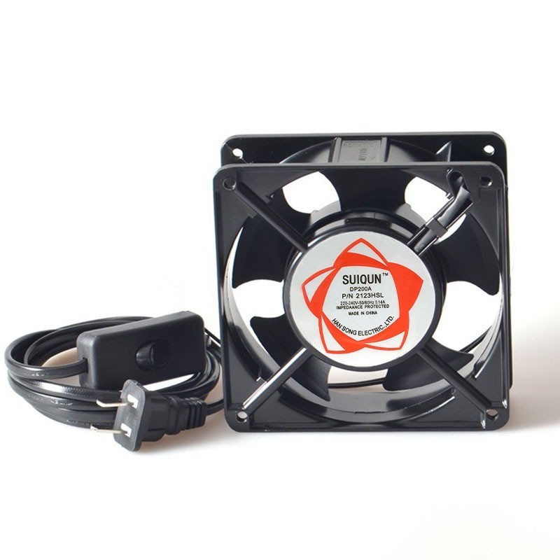 Plug & Sound 220V Metal 120mm Blower Cooling Fan with Grill Plug Iron ...