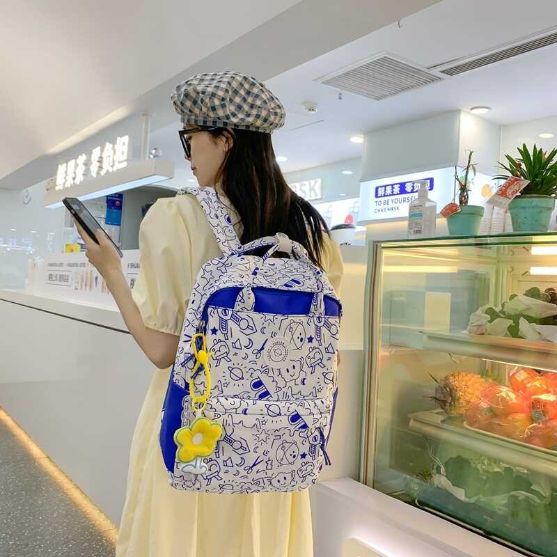 2022 bagong bag paaralan, maganda cartoon graffiti sa style ng kolehiyo ...