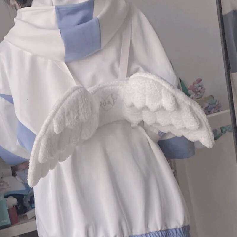 Japan Anime Angel Wings Plush Backpack Soft Stuffed Cosplay Kawaii Kids ...