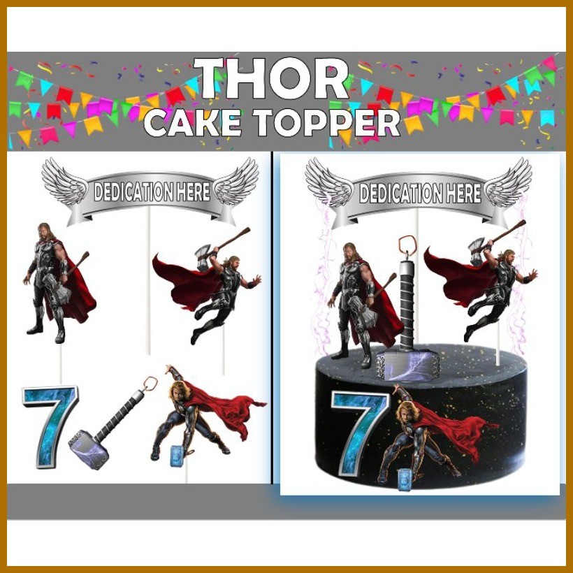 Thor Cake And Cupcake toppers, ( machine cut, waterproof ) | Shopee ...