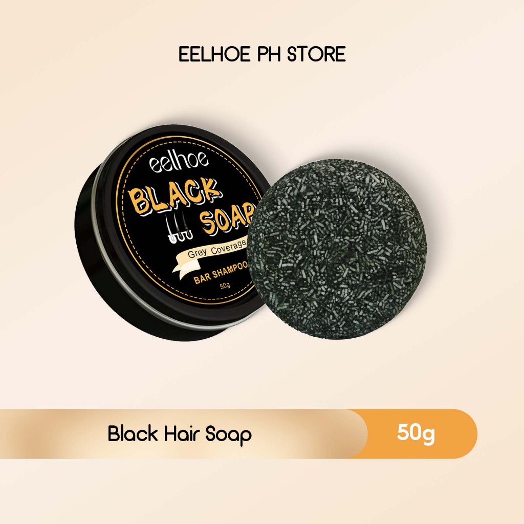 EELHOE Black Soap Hair Darkening Shampoo Soap For Grey Hair Nourishing ...
