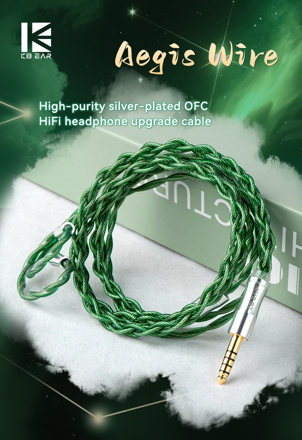 KBEAR Aegis Wire MH04 4 cores High-purity silver-plated OFC HiFi headphone upgrade cable ...