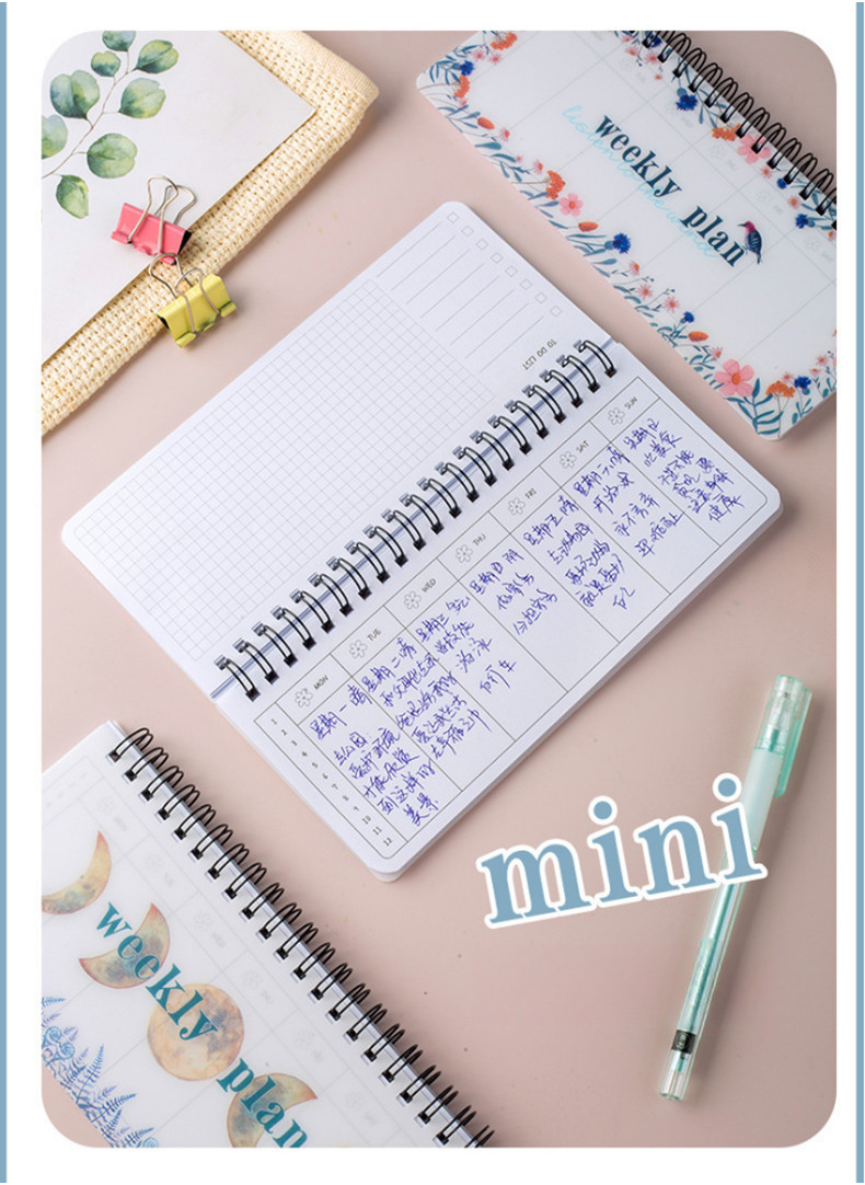 50 Sheets Portable Weekly Planner Notepad Spiral Flip Notebook with To ...