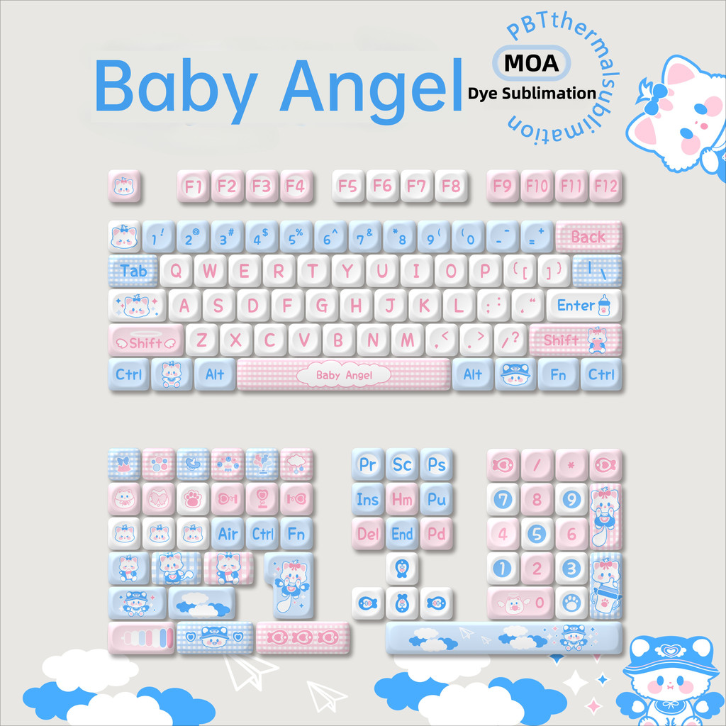 PBT Keycap MOA Baby Angel Mechanical Keyboard 5-sided Dye Sublimation ...