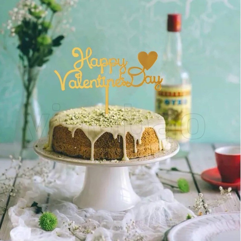 10Pcs Happy Valentine's Day Cake Toppers Romantic Red Heart Cake ...