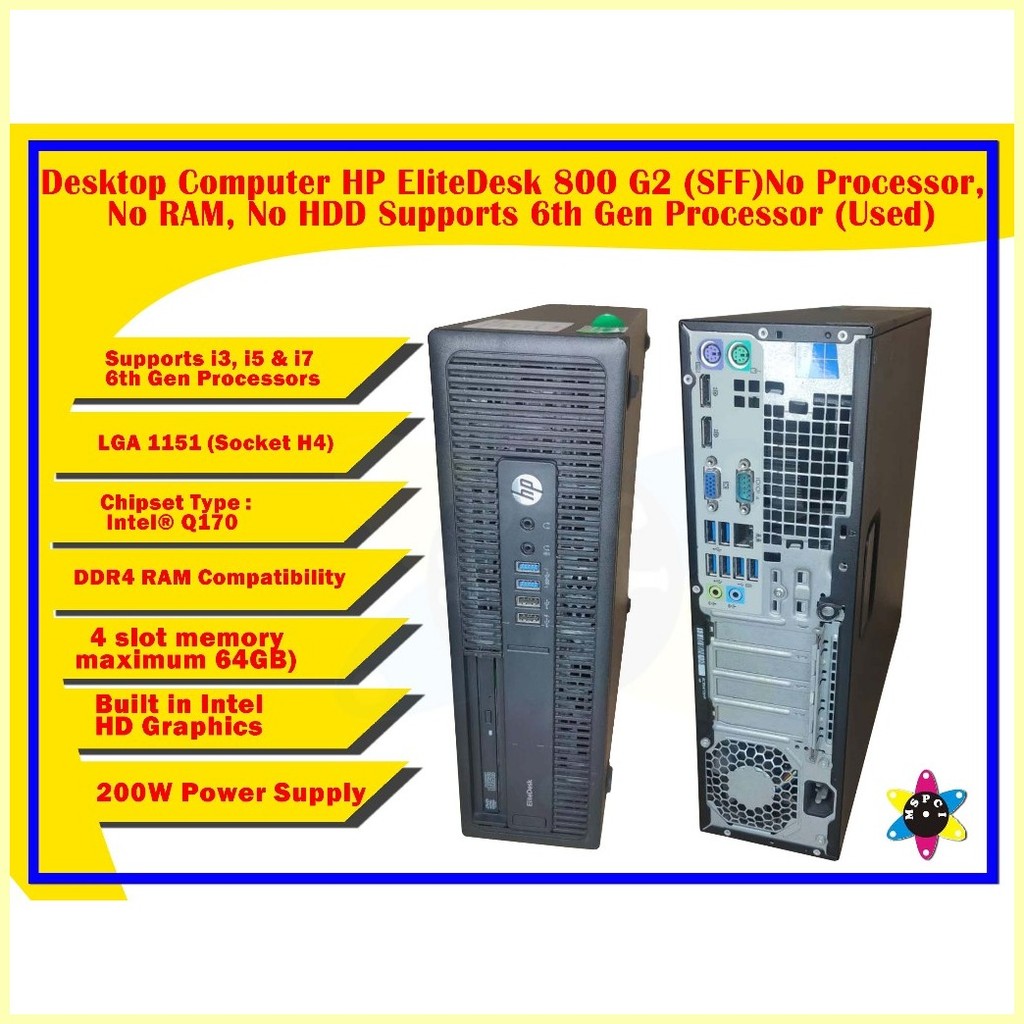 ☪ ♞,♘Desktop Computer HP EliteDesk 800 G2 (SFF) No Processor, No RAM ...