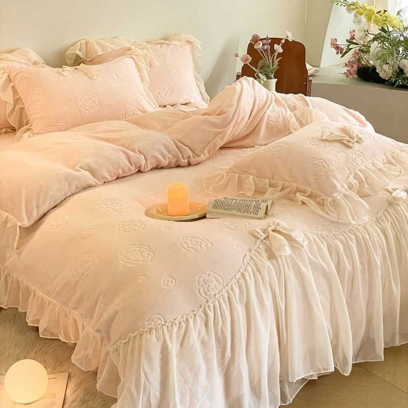 7D French Princess Flow Thicked Milk Apat Na Piece Wint Warm Bed Sheet ...